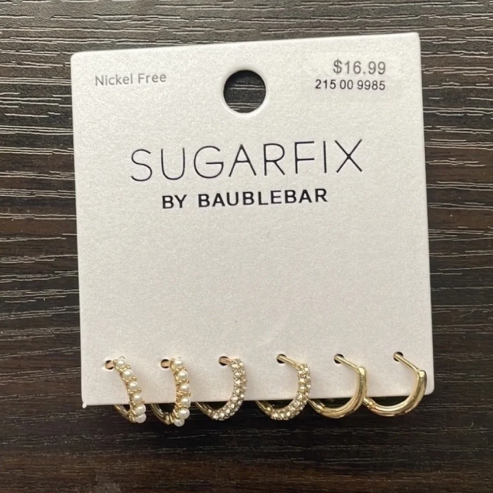 BaubleBar | Jewelry | Sugarfix By Baublebar 3piece Mini Gold Hoops ...
